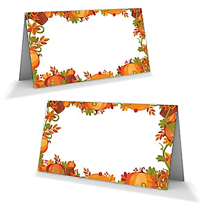 Thanksgiving Autumn Shower Party Decorations,Maple Leaf Pumpkin Guest Table Seating Name Cards,Food Tent Labels,Fall Harvest Party Supplies,Birthday Party Seating Cards,25 Pcs Tent Style Cards,F1