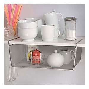 Design Ideas Under Shelf Mesh Basket, Large, Silver