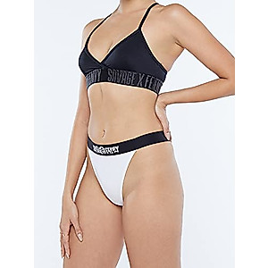 Savage X Fenty, Women's, Showgirl High-Leg Thong, Angel White, XS