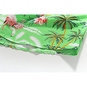 SSLR Mens Hawaiian Shirt Flamingos Casual Short Sleeve Button Down Shirts Aloha Shirt (X-Large, Light Green)