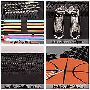 Basketball Pencil Case Basketball Slam Duck Large Capacity Pencil Pouch Simplicity Pencil Box Pencil Bag Pen Case Large Stationery Organizer Bag with Zipper for Kids Boy Girls School Office Supplies