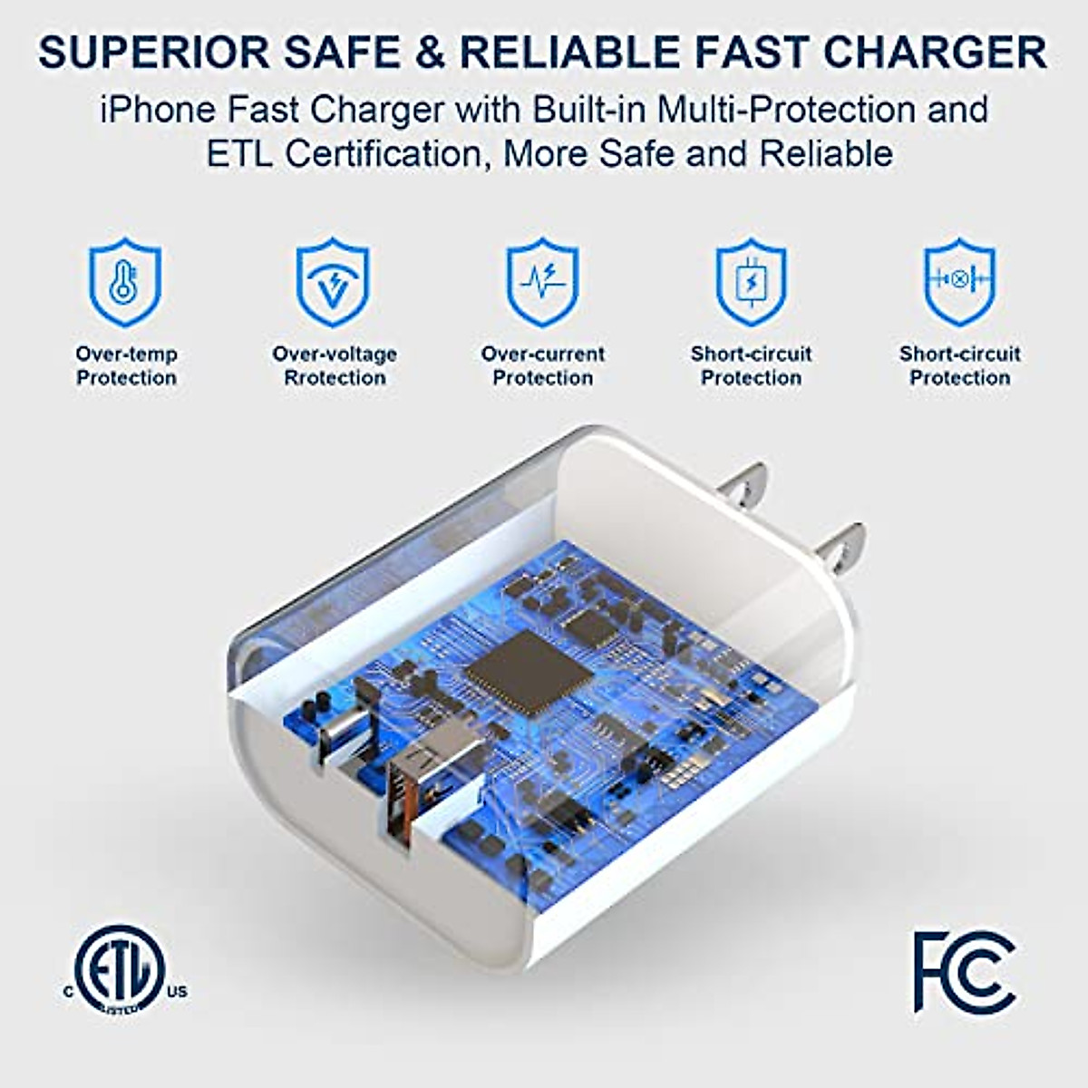 [Apple MFi Certified] iPhone Fast Charger, 20W PD + QC 3.0 Dual Port USB C Wall Charger Plug with 10FT Extra Long USB C to Lightning Fast Charging Data Sync Cord for iPhone 13 12 11 XS XR X 8 iPad