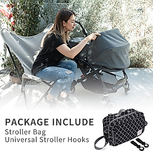Small Diaper Bag, Mini Stroller Organizer Accessory with Wipe Pockets Caddy Parent Console with Hook Fit All Strollers, Black