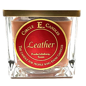 Circle E Candles, Leather Scent, Medium Size Jar Candle, 22oz, 2 Wicks