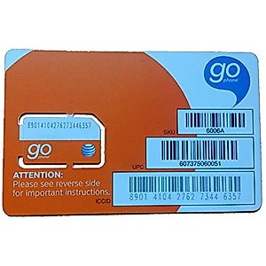 AT&T 6006A Prepaid Go Phone Pre-Paid 4G Sim Card