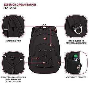 SwissGear 1186 Bungee Backpack, Black, 17-Inch