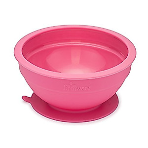 brinware 2 Piece Glass and Silicone Suction Bowls, Pink Purple