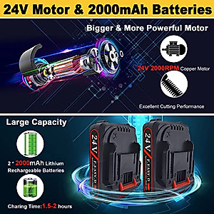 24V Hedge Trimmer Cordless & Grass Shear, Yeelan 2 in 1 Handheld Shrub Trimmer Electric Bush Trimmer, Portable Power Hedge Shears & Grass Cutter with 2 Pcs Rechargeable Batterys for Garden & Lawn