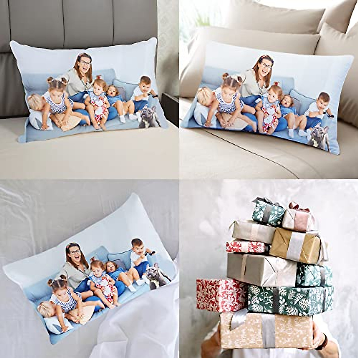 OARSE Customized Pillow Cover with Picture Name Printed Pillows Using Your Own Photos Throw Pillowcase Personalized Valentines Christmas House Warming Gifts - Insert Optional