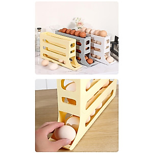 30 Eggs Egg Holder for Fridge,4 Tiers Egg Holder for Fridge,Auto Rolling Fridge Egg Organizer for Refrigerator,Space-Saving Egg Dispenser Holder,Fridge Egg Rack, Egg Storage Rack for Kitchen(White)