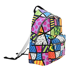 BRITTO Romero Vegan Leather Large Backpack, Colorful Landscape
