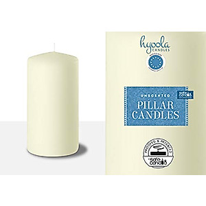 Hyoola Ivory Pillar Candles 2-inch x 4-inch - Unscented Pillar Candles - Set of 4 - European Made