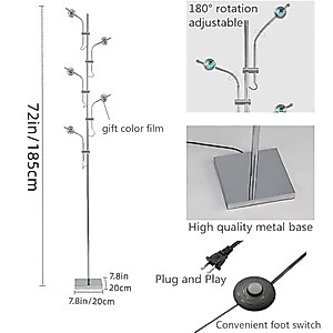 Kardleen Sunset Floor lamp 68in Modern Floor lamp for Living Room，LED Five Head Halo Projector Adjustable Chrome Floor Lamp， Mood Light Ambient Decor Lighting for Bedroom Corner Standing lamp