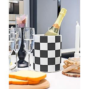 Swkien Utensil Holder，7.2 Inch Checkered Utensil Holder, Ceramic Cooking Utensil Spoon/Spatula Holder for Countertop, Kitchen Decor and Accessories for counte(Black)