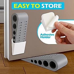 Soaoo 20 Pack Rubber Door Stoppers Bulk with Holder Door Stoppers for Bottom of Door Anti Slip Door Wedge Doorstop for All Floor Types (Gray)