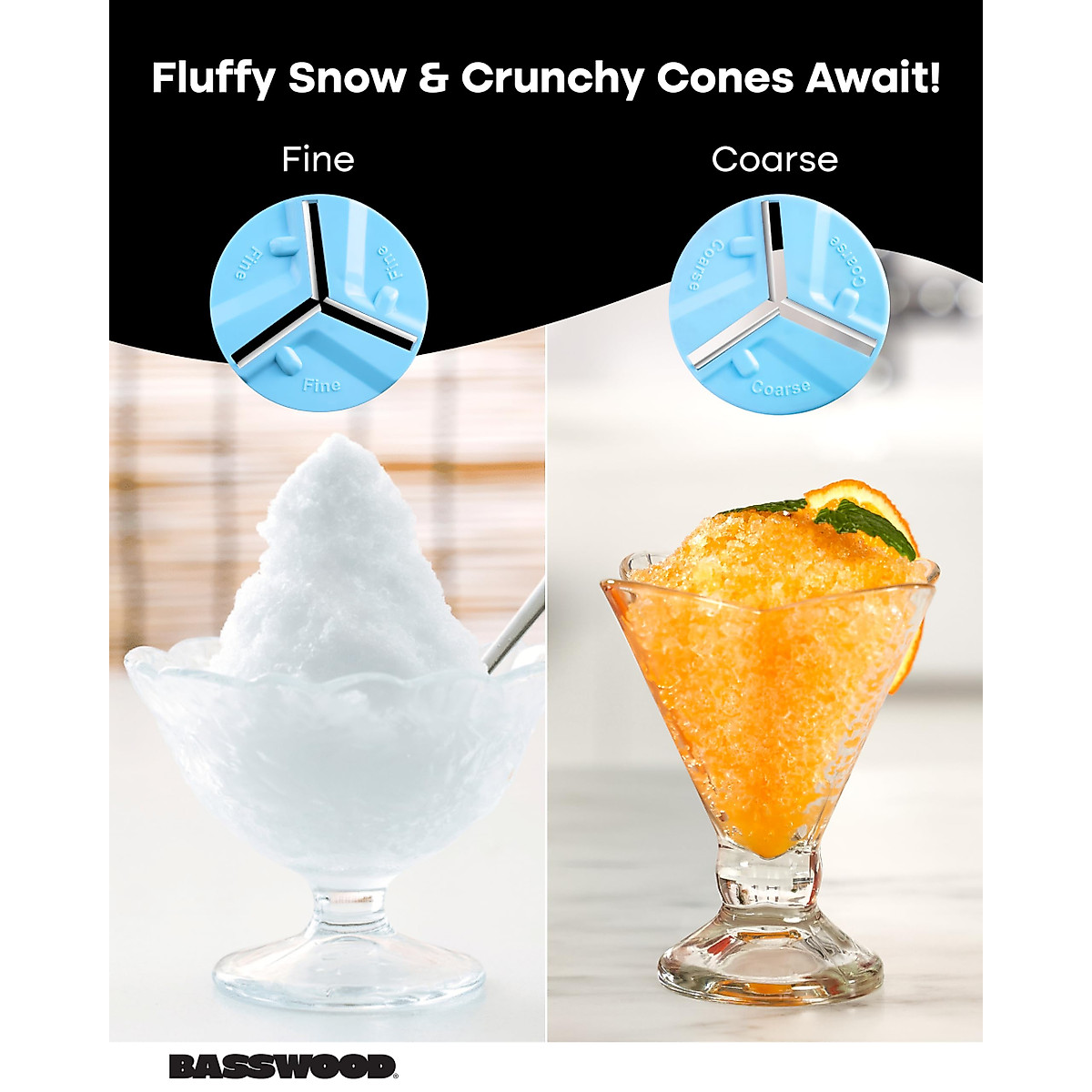 Manual Ice Shaver - Snow Cone Machine with Ice Cube Tray, Stainless Steel Blades, & Large Container - Portable Crushed Ice Machine for Home - Shaved Ice Maker Kit for Kids Snowcones, Slushies & More