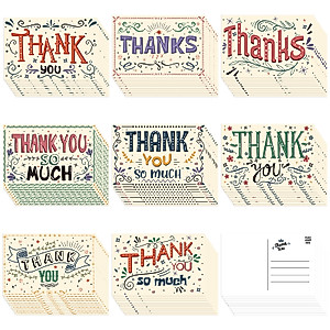Junkin 80 Pack Thank You Postcards Thanks Blank Note Postcards Retro Appreciation Cards Greeting Cards Assorted Cards for Employee Teacher Adults Team Volunteers, 4 x 6 Inch