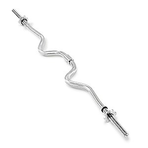 Marcy 2-Piece Threaded Super Curl Bar with Chrome Spin Lock Collars Free Weights Accessories for Home Gym SCB-248