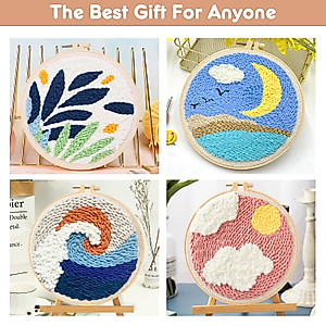 21PC Punch Needle Embroidery Kits Adjustable Punch Needle Tool, Wooden Handle Embroidery Pen, Hoops, Punch Needle Cloth, Punch Needle Kit Adults Beginner DIY Craft, Perfect Decoration and Gifts