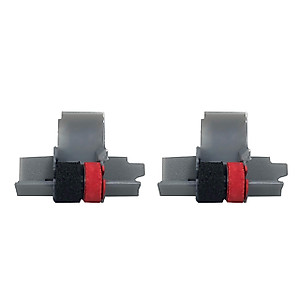 Package of Two Casio HR-100TM and HR-150TM Calculator Ink Roller, Black and Red, Compatible
