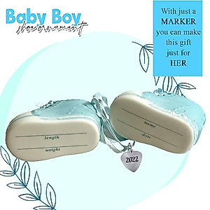 Baby Boy Shoe Personalized Ornament Babys First Christmas Ornament 2022 Blue Booties for New Parents, Birth, Baby Shower, Babys First Christmas Ornament 2022 Can be Personalized - with Gift Box
