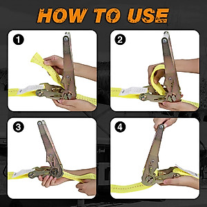 Autofonder Ratchet Tie Down Strap - 4 Pack 2" x 27' Heavy Duty Ratchet Straps with Aluminum Handle, Cargo Straps for Moving Appliances, Lawn Equipment, Motorcycle in a Truck