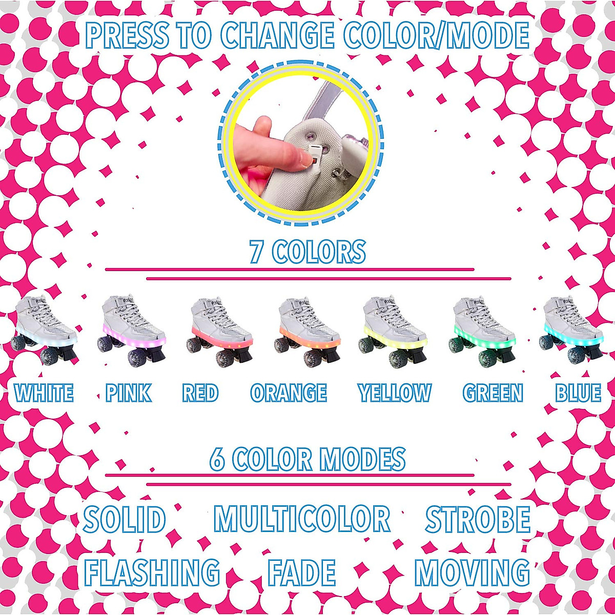 CHICAGO Skates Pulse Light Up Quad Skates, Women's Adult Sizes