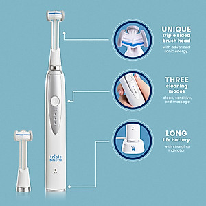 Triple Bristle TB Kids Toothbrush + Replacement Head 2pk