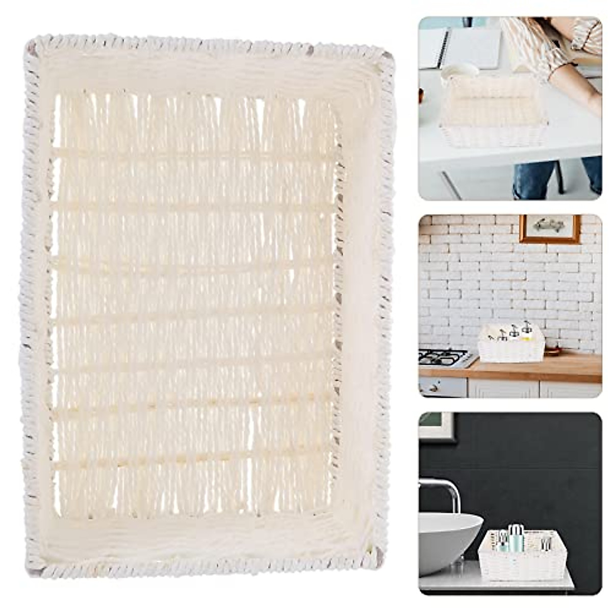 IMIKEYA Water Hyacinth Storage Baskets Woven Storage Basket Key Holder Shelf Basket Drawer Organizer Square Storage Basket Toilet Roll Basket