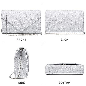 Dasein Women Glistening Evening Clutch Bags Formal Party Clutches Wedding Purses Cocktail Prom Clutches White Silver Hardware