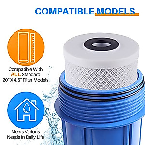 PUREPLUS 5 Micron 20" x 4.5" Whole House Coconut Shell Activated Carbon Water Filter Replacement Cartridge, Compatible with EPM-20, CB-20, 155783-43, FC25B, 1 Pack