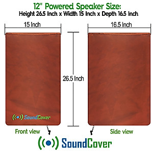 12 Inch PA/DJ Lightweight Powered Speaker Cover Bag in Brown for Stand Mounted Speakers - Over The top fit, Water Resistant (not Waterproof), 50 UV Protection