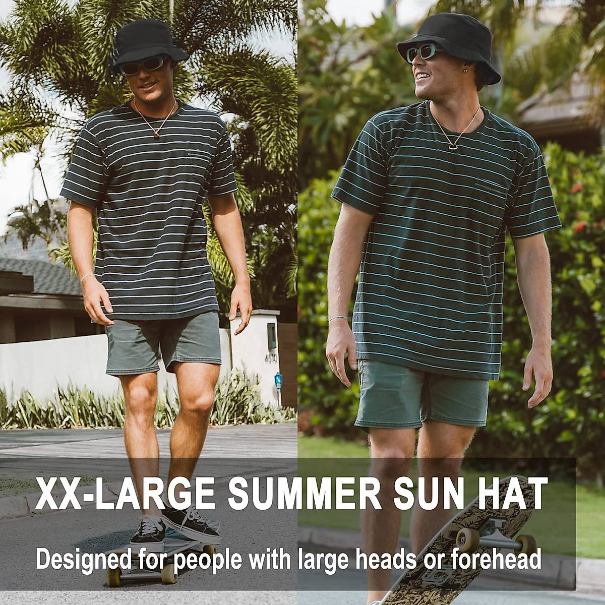 Oversize XXL Cotton Bucket Hat, Unisex Reversible Trendy Fisherman Hats, Double Side Wear Fishing Hat Summer Sun Hat