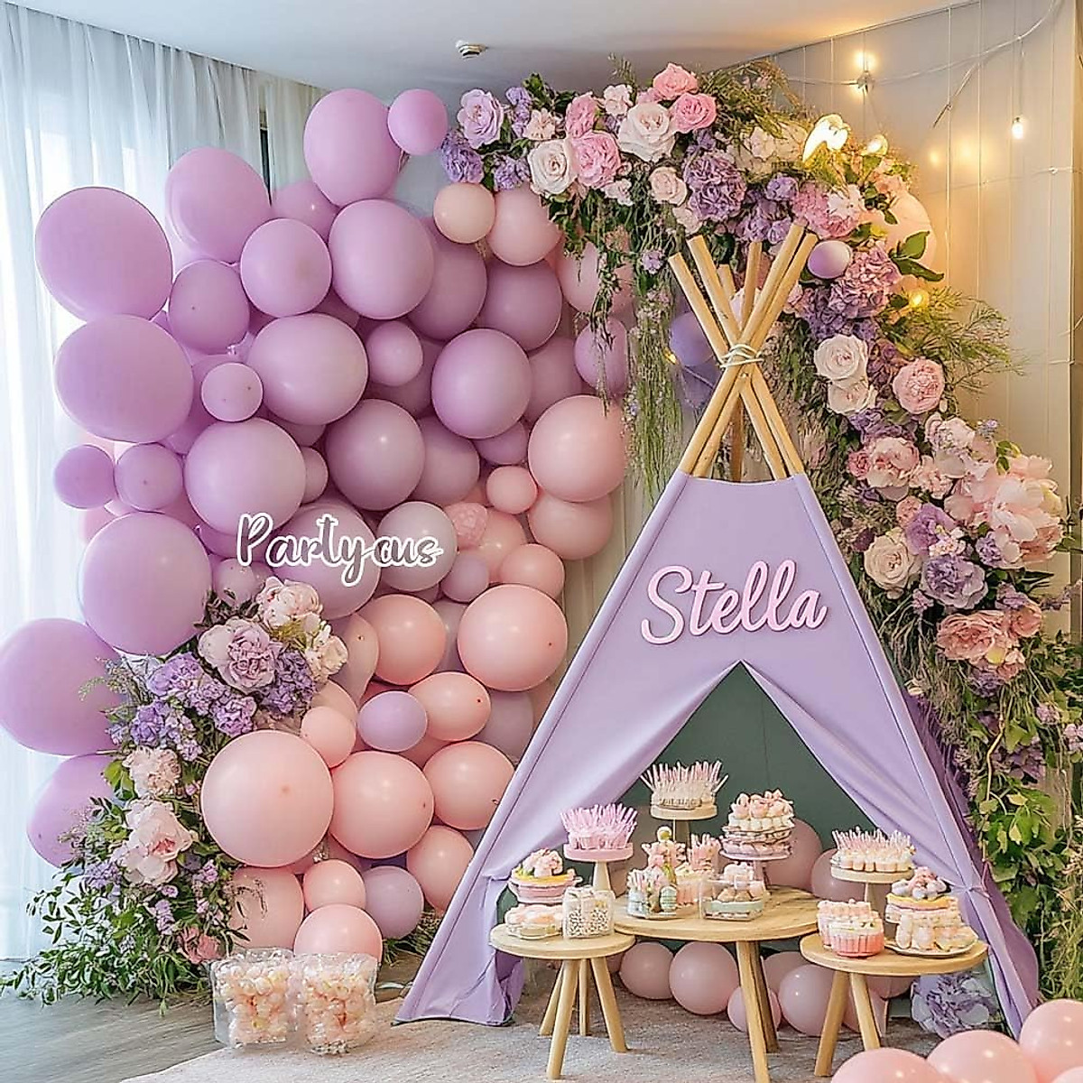 Partycus Pink Purple Balloon Garland Double Stuffed Lavender Party Balloon Macaron Light Pink Latex Pastel Balloons Arch Kit for Birthday Baby Shower Wedding Engagement Princess Party Decoration…