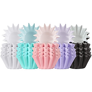 200 Count Mini Wave Cupcake Liners Flared Cupcake Baking Cups Wrappers Paper Greaseproof Brioche Mold Odorless Muffin Liners Wraps Muffin Case Trays for Party Decorations (Colorful)