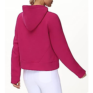 Women’s Hoodies Half Zip Long Sleeve Fleece Crop Pullover Sweatshirts with Pockets Thumb Hole