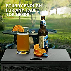 EMBRANGE Propane Metal Tank Cover Table for Gas Fire Pits, Hides Any Standard 20lb Propane Tanks, 16-inch Hideaway Table with Side Handles, Black