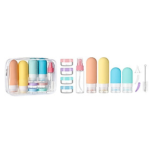 DEPOZA 16 Pack Travel Bottles Set - TSA Approved Leak Proof Silicone Squeezable Containers for Toiletries, Conditioner, Shampoo, Lotion & Body Wash Accessories (16 pcs/White Pack)