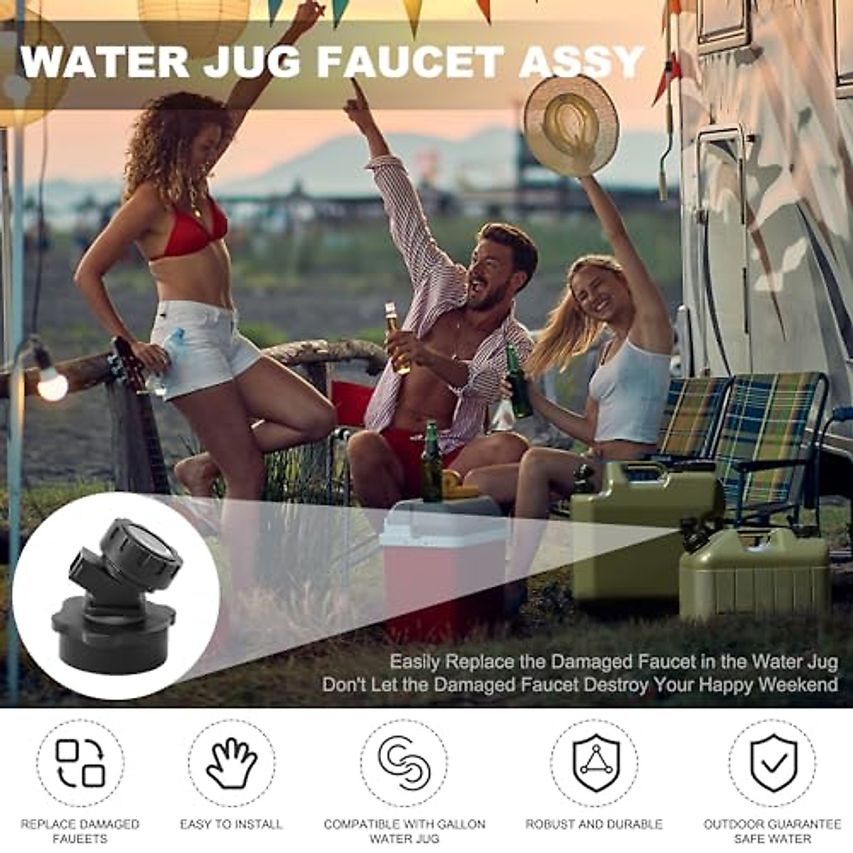 5-Gallon Water Jug Spigot,Water Carrier Jug Replacement Faucet Assy,Compatible with Coleman 5 Gallon Water Carrier Model,Universal Water Spout for 5-Gallon Jug (1 Pcs)