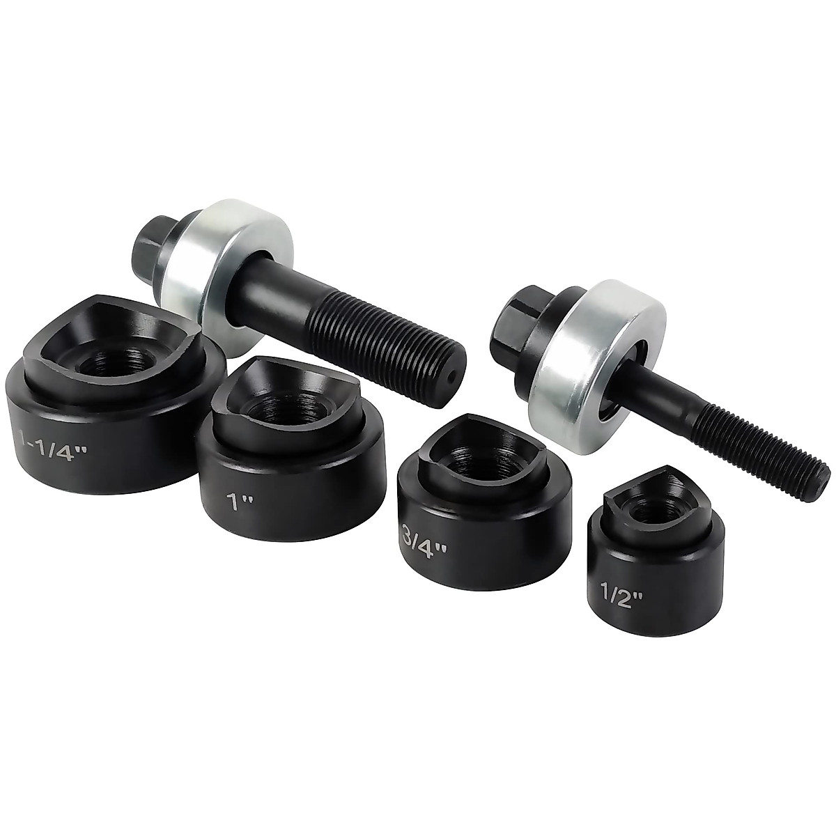 AMZCNC Manual Knockout Punch Kit, Heavy Duty Metal Sheet Knock Out Box Hole Cutter Conduit Punch Driver Die Set ((Conduit Hole Size) 1/2"~1-1/4" Knockout Punch kit)