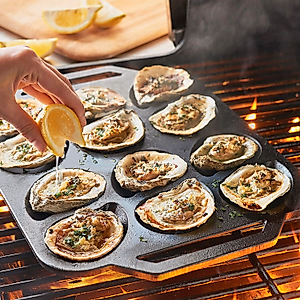 Sur La Table Cast Iron Oyster Pan, 12 Cavity, Black