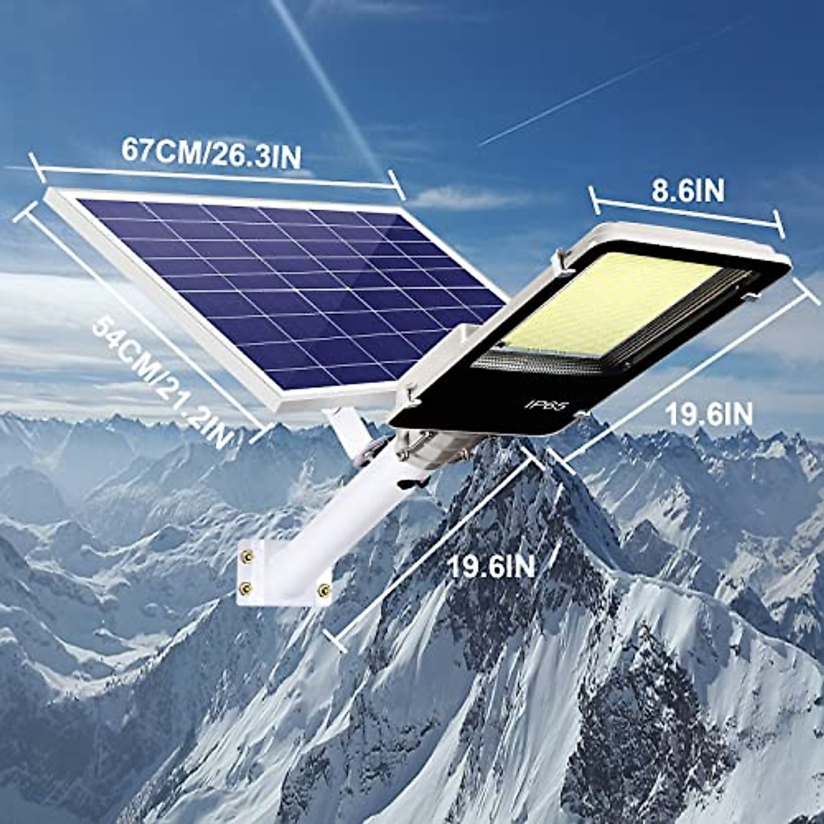 HYPLDXS 2000W Outdoor Solar Street Light Dusk to Dawn IP65 Waterproof 6500K Daylight White LED Solar Lights for Parking Lot Garage Garden Yard…