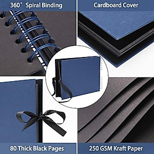 AIOR Scrapbook Photo Album 12.6 x 8.3 Inch 80 Pages Scrapbook Album, Thick Scrap Book with 12 Metalic Pens for DIY Photo Album Anniversary Christmas Birthday Gifts (Blue)