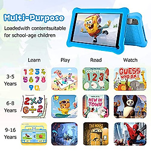 Kids Tablet 7 inch Android 11 Tablet for kids(Ages 2-10),RAM 3GB ROM 32GB with 128GB Expand, Kids Software Pre-installed, Google Certified Tablet,Dual Camera, Bluetooth, WiFi with Shockproof case-Blue