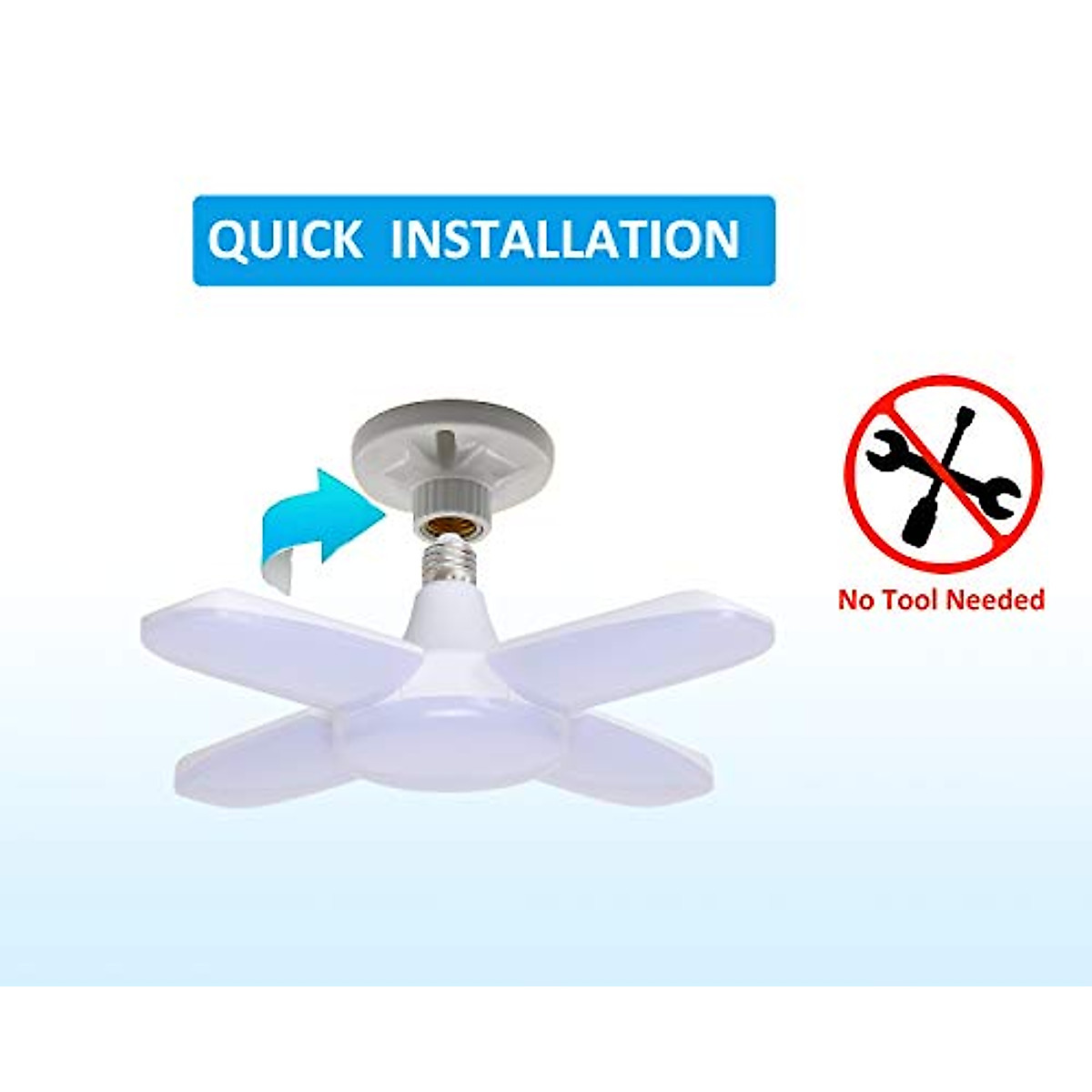 CESAILT LED Garage Lights Bulb 4 Pack, 60W Garage Lights Ceiling, 6000LM Garage Lighting, E26 Daylight Lamps with 4 Deformable Panels for Garage, Workshop, Basement, auto Shops Etc.