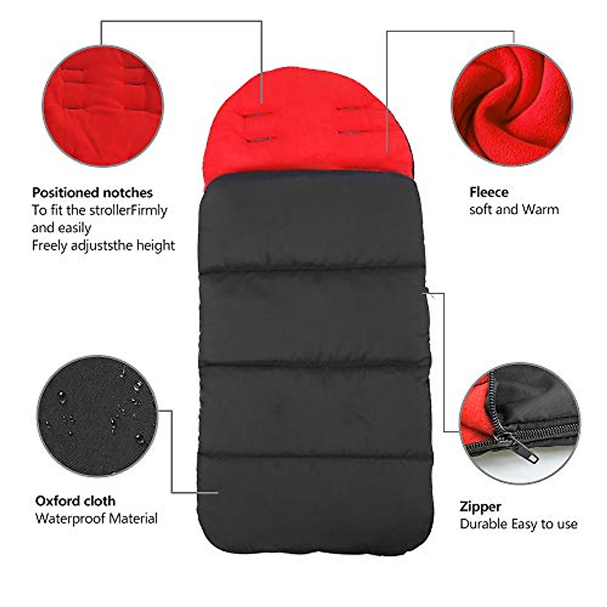 Topwon Universal Stroller Sleeping Bag/Toddler Sleeping Bag/B aby Footmuff Warmer for Stroller Waterproof, Windproof (Red)