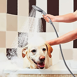 High Pressure 5 Setting Handhled Shower Head with Hose and Adjustable Bracket, Brushed Nickel