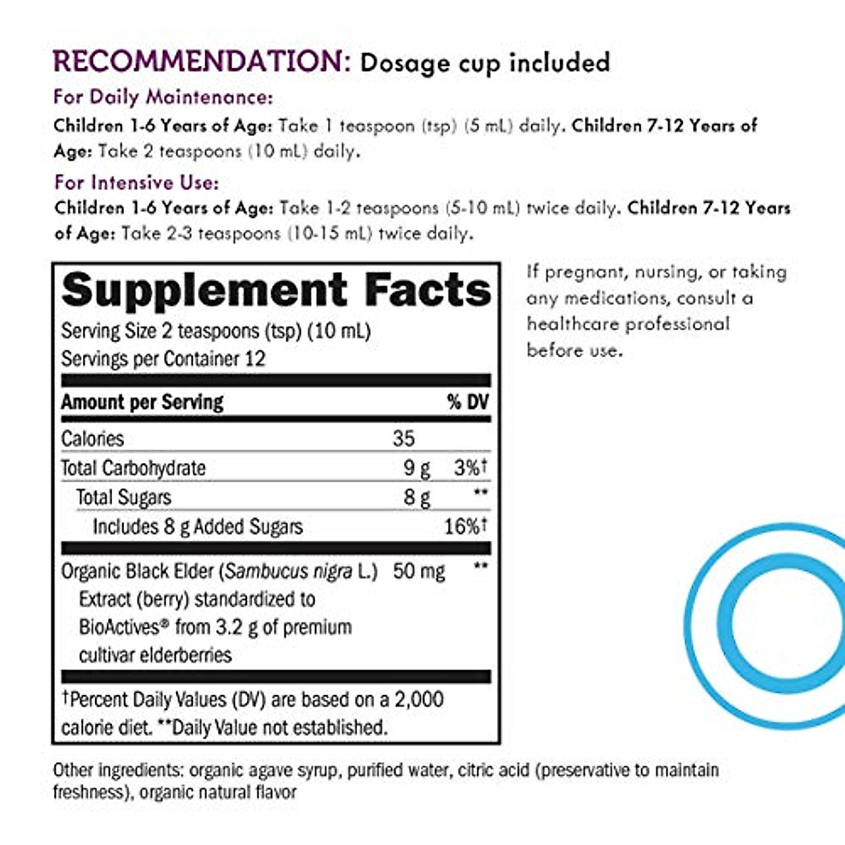 Nature's Way Sambucus Organic Elderberry Syrup for Kids, Black Elderberry Extract, Great Tasting, Gluten-Free, 4 Fl. Oz