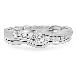 Dazzlingrock Collection 0.25 Carat (Cttw) 10k Diamond Engagement Set Ring 1/4 CT, White Gold, Size 4