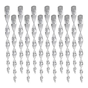 Reflective Bird Scare Devices Wind Twisting Bird Scare Rods Hanging Spiral Reflectors, 12 Pack Silvery